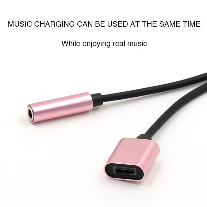 lightening to 3.5mm female dual wire audio adapter pink