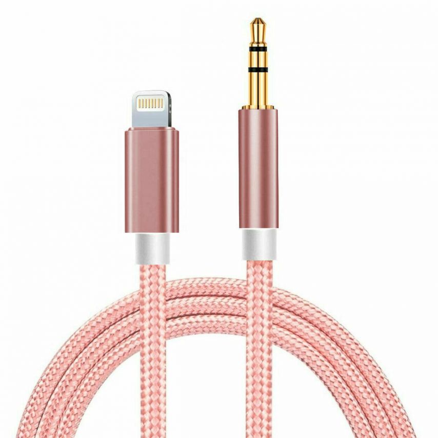 lightening to 3.5mm male audio jack adapter pink