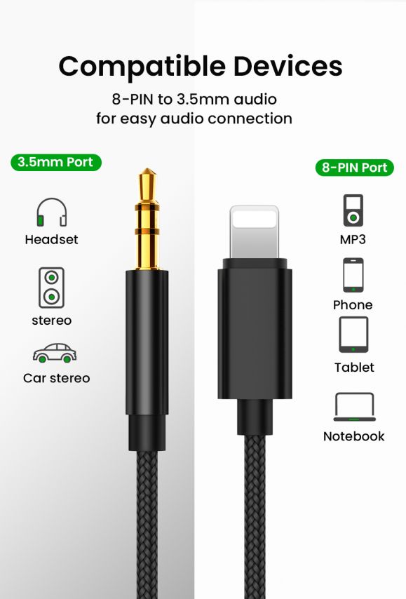 lightening to 3.5mm male audio jack adapter pink