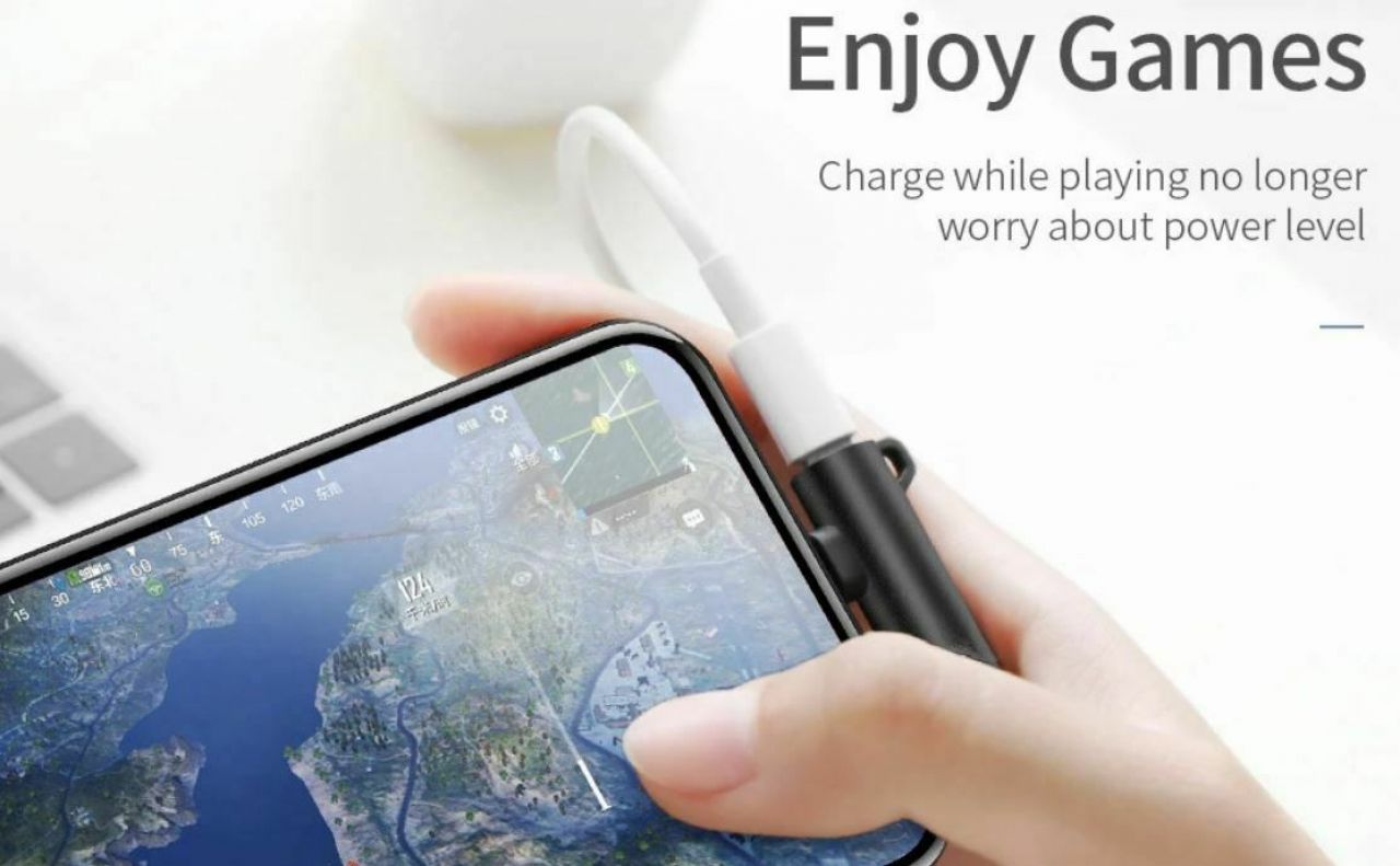 pink round 2 in1 iphone audio splitter adapter