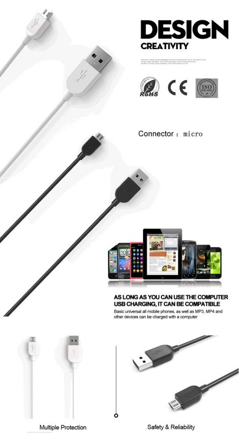 white 3-pack micro usb cable fast charger