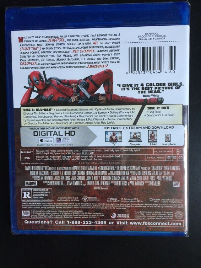 deadpool blu-ray dvd digital copy